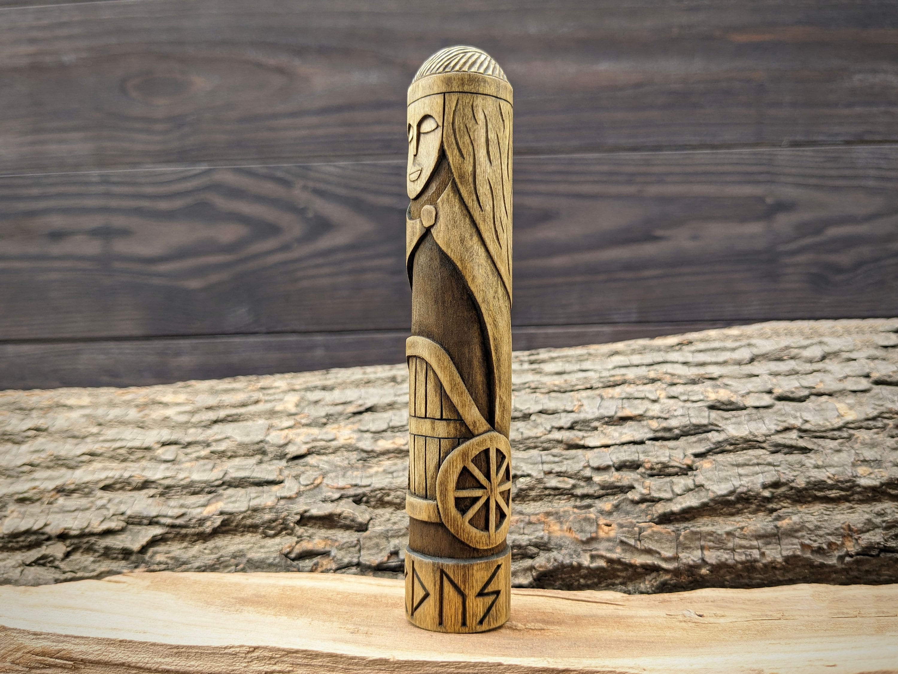 Scandinavian Goddess Nerthus. Wooden Gods Sculpture. Norse Pantheon ...