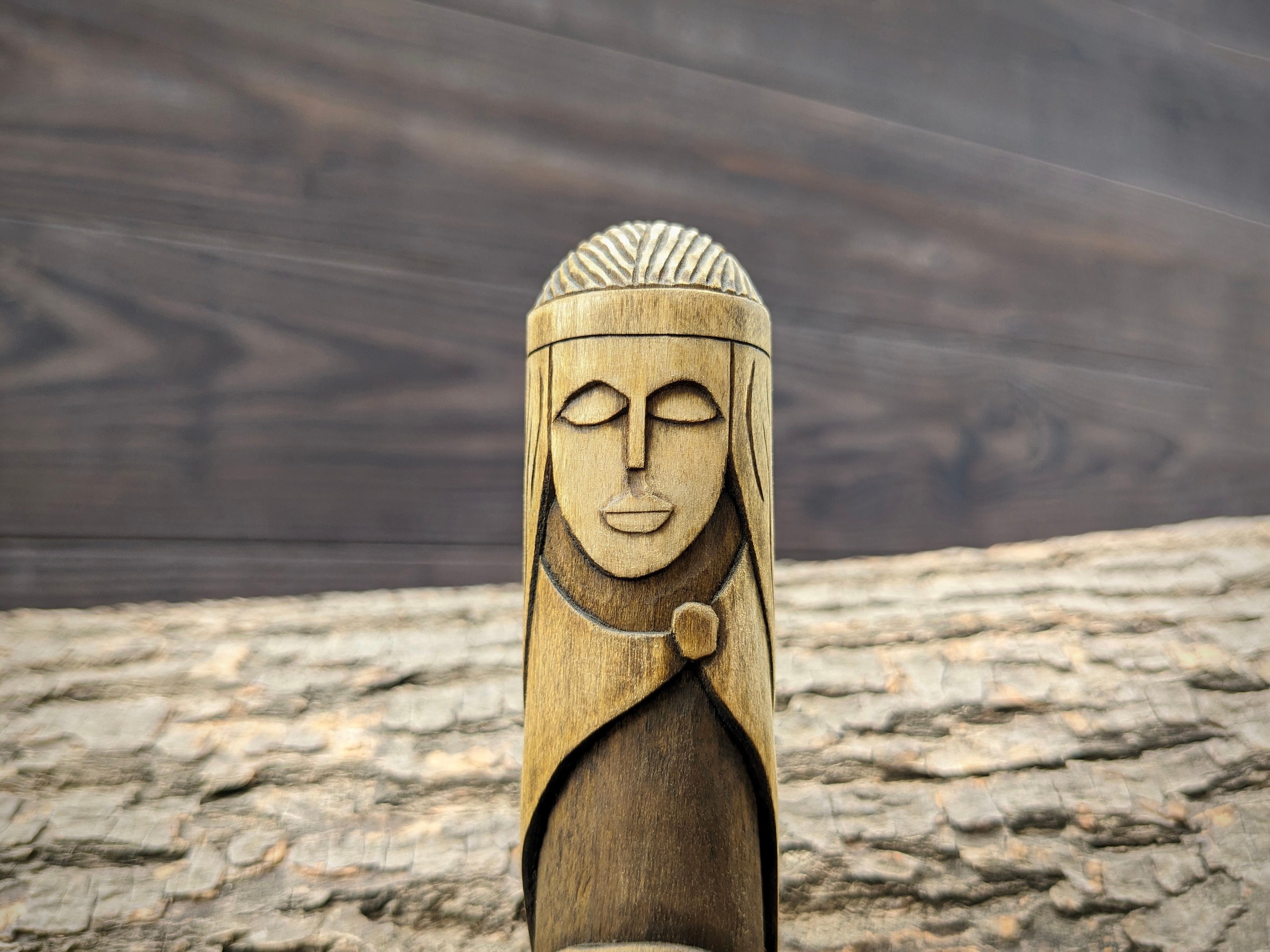 Scandinavian Goddess Nerthus. Wooden Gods Sculpture. Norse Pantheon ...