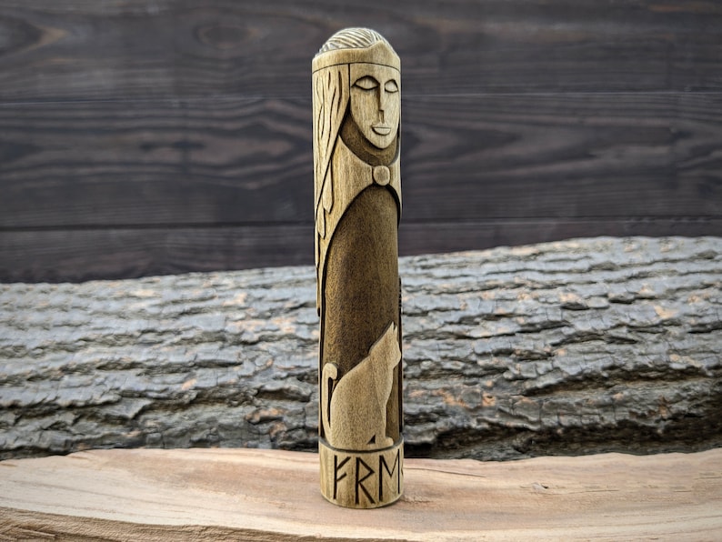 Scandinavian Goddess - Freya. Wooden Gods Sculpture. Norse Pantheon ...