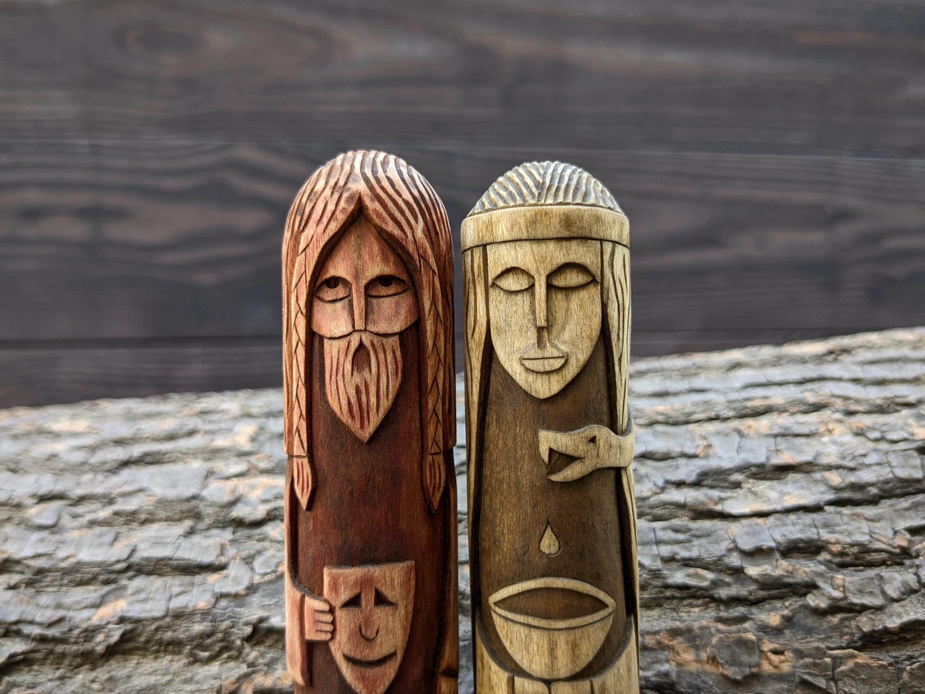 Scandinavian Gods Set. Sigyn and Loki. Wooden Gods and Goddesses ...