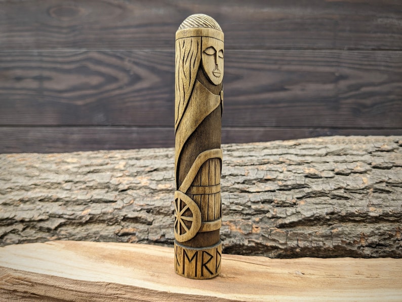 Scandinavian Goddess Nerthus. Wooden Gods Sculpture. Norse Pantheon. Mythology Altar. Njörðr ...