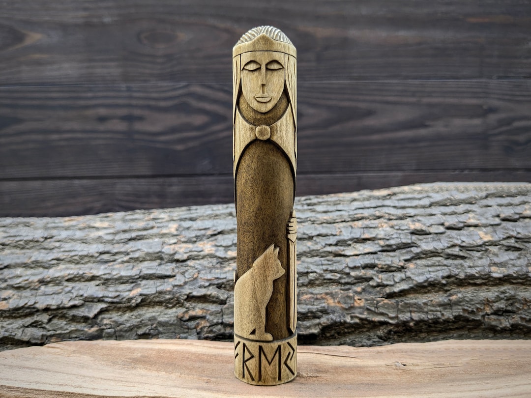 Scandinavian Goddess - Freya. Wooden Gods Sculpture. Norse Pantheon ...