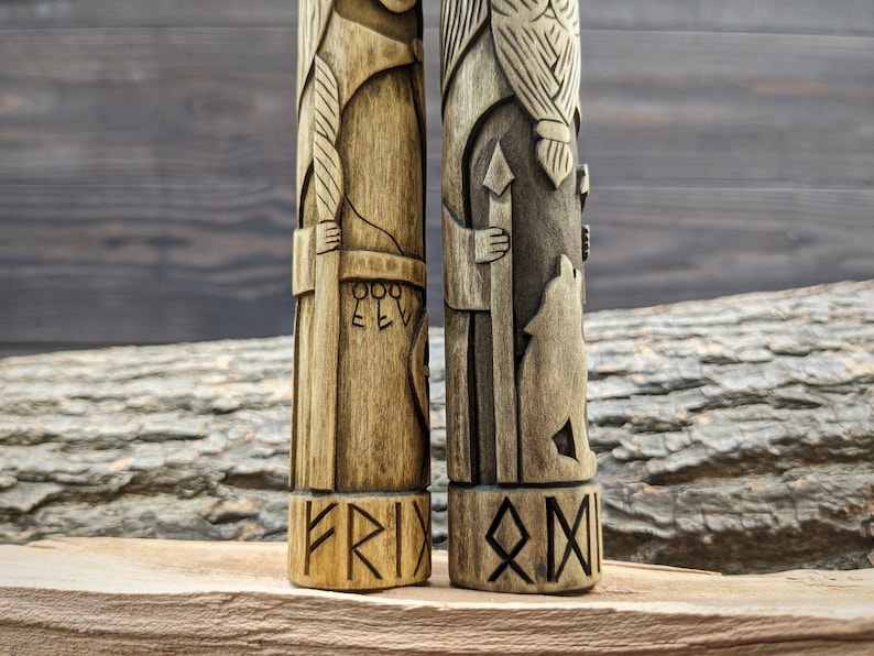 Scandinavian Gods Set. Odin and Frigg. Wooden Gods and Goddesses ...