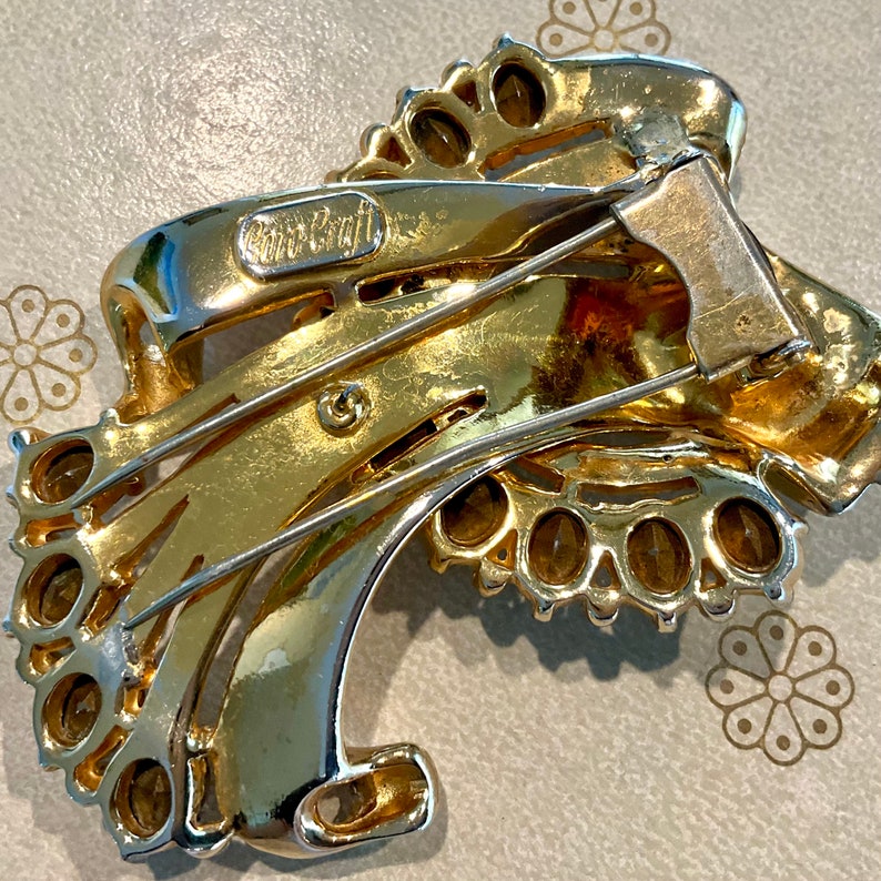CORO CRAFT Sterling Retro Rhinestone Fur Clip - Etsy