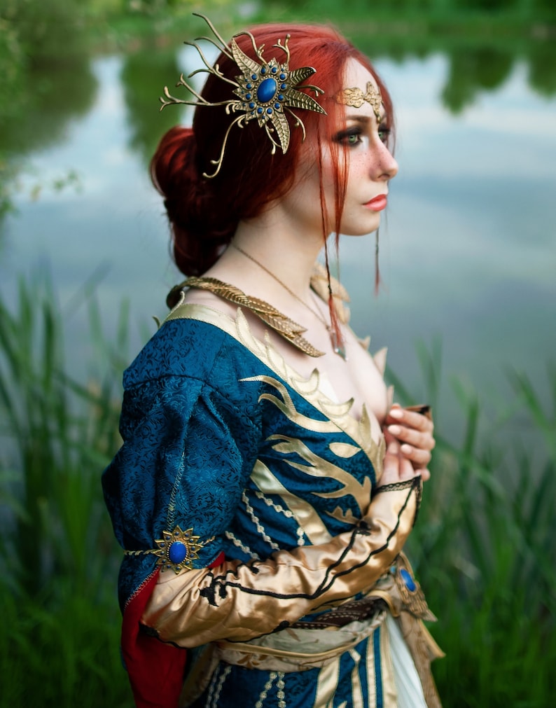 Triss Cosplay Dress Merigold Sorceress Witch Gown Elven Witcher Fantasy ...