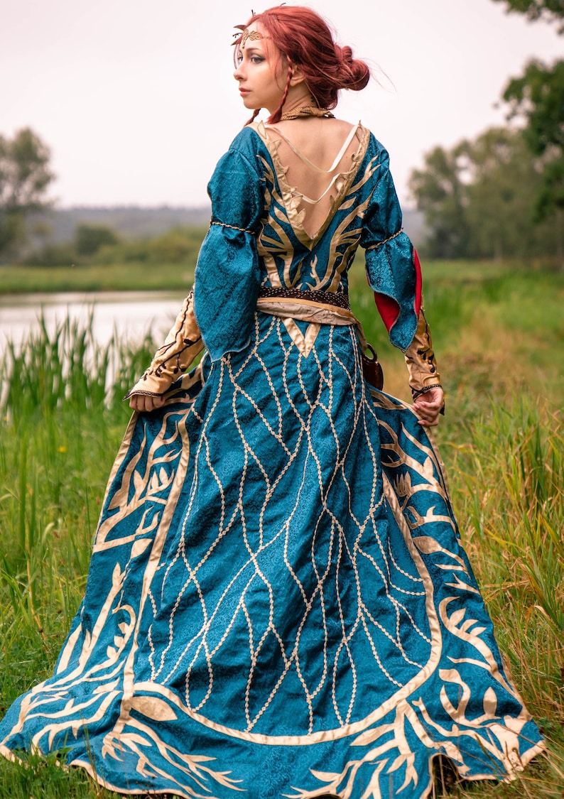 Triss Cosplay Dress Merigold Sorceress Witch Gown Elven Witcher Fantasy ...