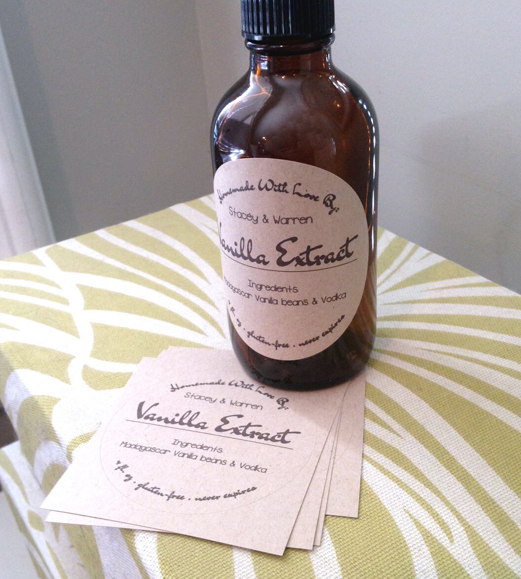 Homemade Vanilla Extract Labels Bottles Circle Craft Food Etsy