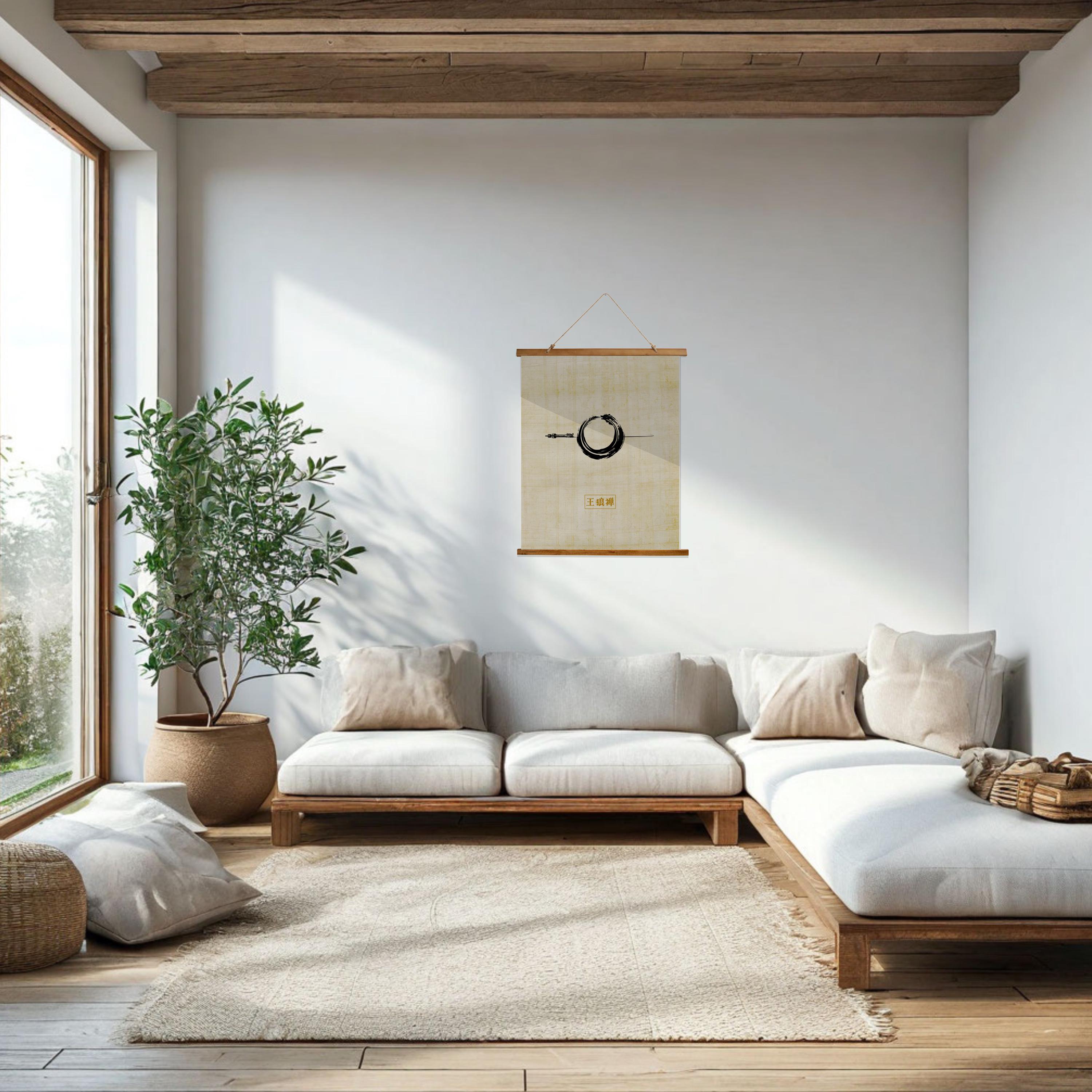 O-okami Zen Sovereign Wolf Vajra Sword Enso Wood Topped Wall Tapestry ...