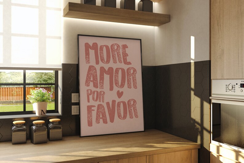 More Amor Por Favor Digital Art Print, Hand-lettered Poster, Love Wall ...