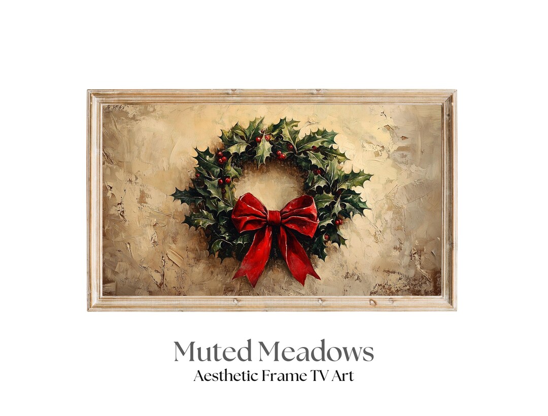 Christmas Wreath Digital Artwork for Samsung Frame TV & Roku Backdrop ...