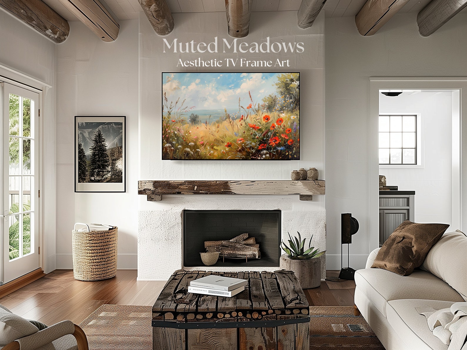 Cliffside Wildflowers in Spring Bloom Frame TV Art, Digital Spring ...