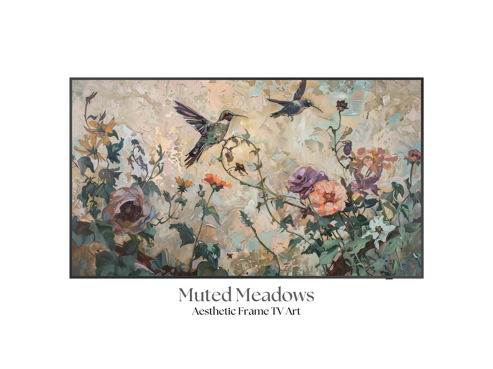 Wildflower Waltz: A Hummingbird's Flight, Frame TV Art, Digital Spring ...
