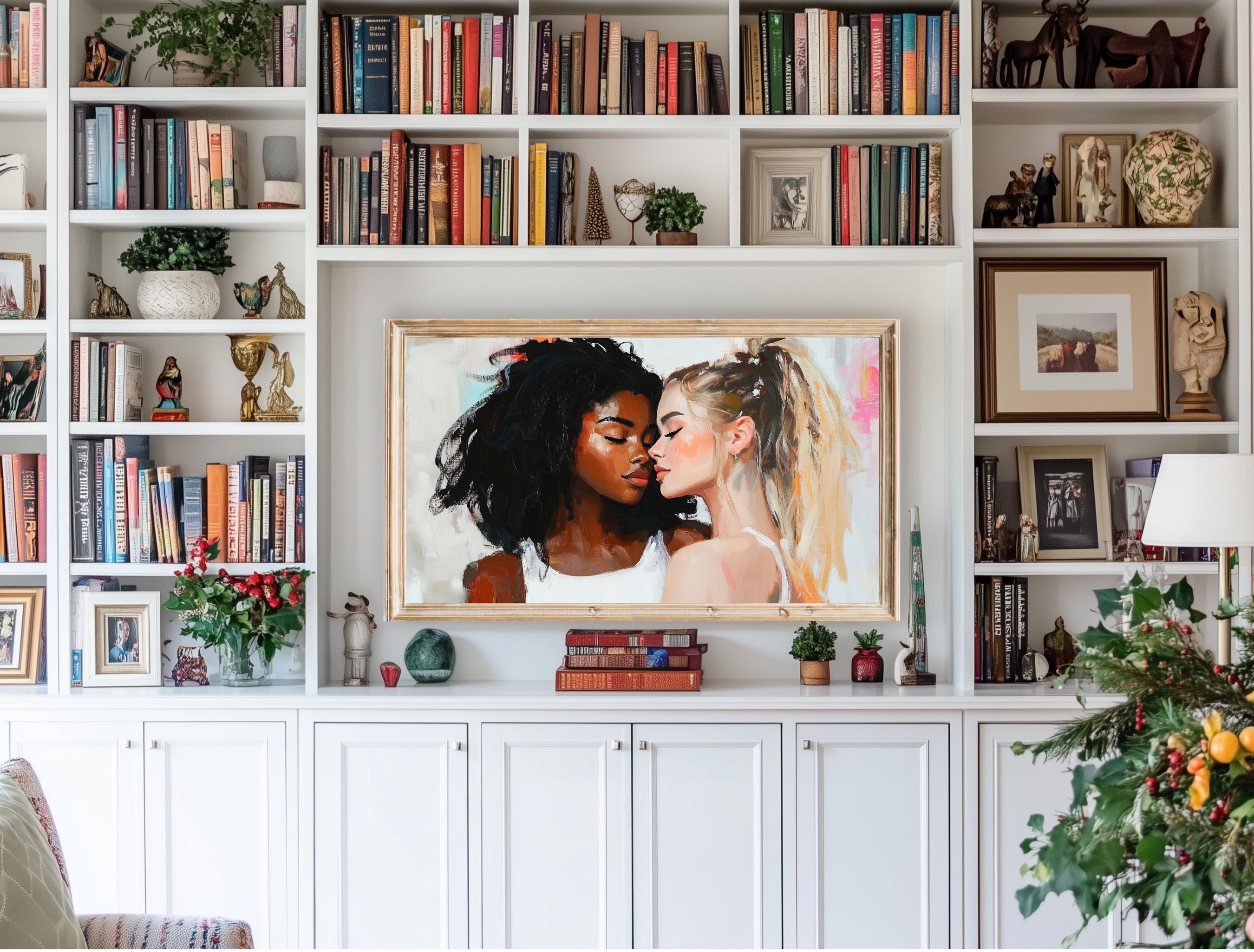 Lesbian Couple Digital Art | LGBTQIA+ Samsung Frame TV & Roku Backdrop ...