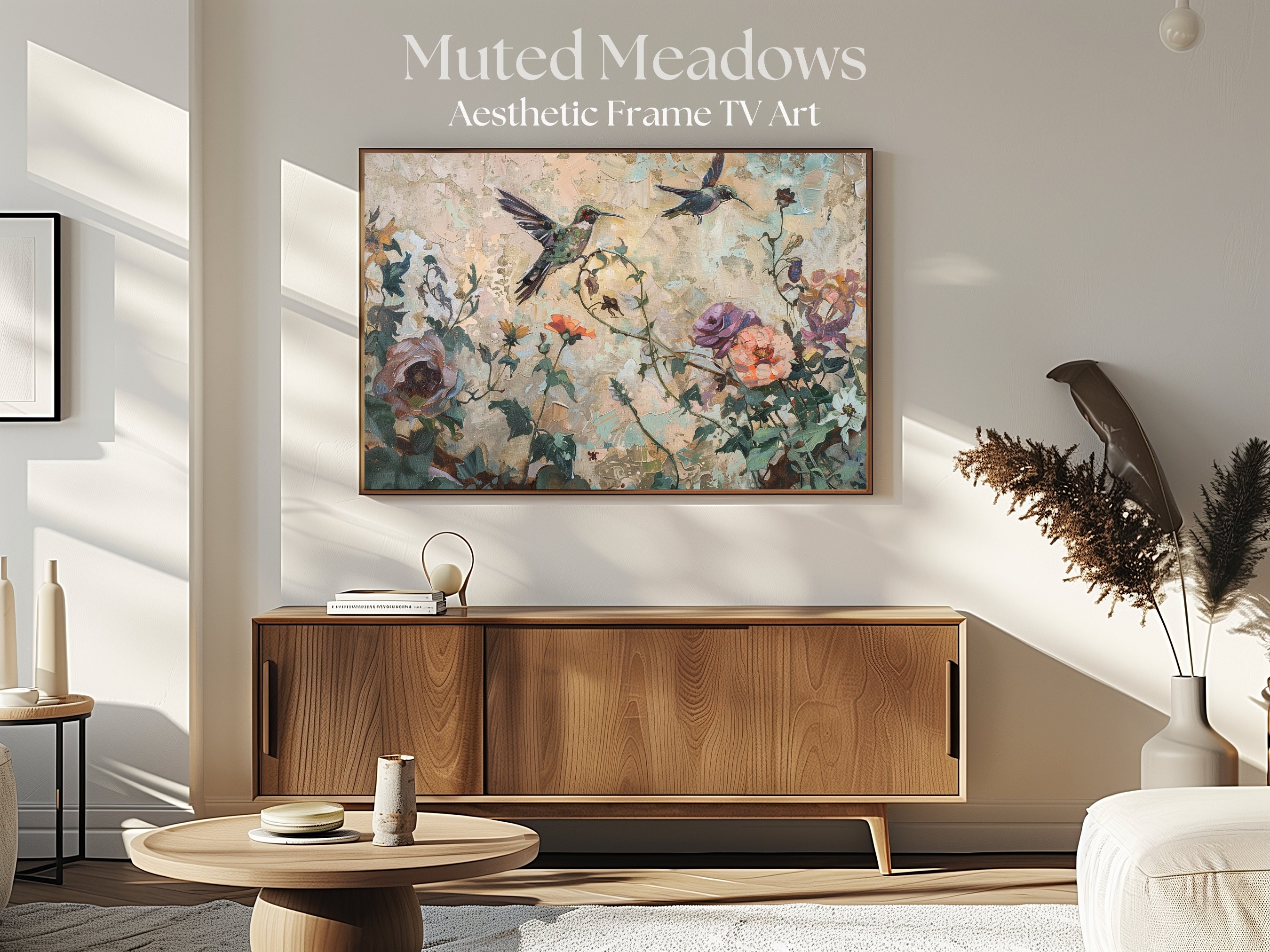 Wildflower Waltz: A Hummingbird's Flight, Frame TV Art, Digital Spring ...