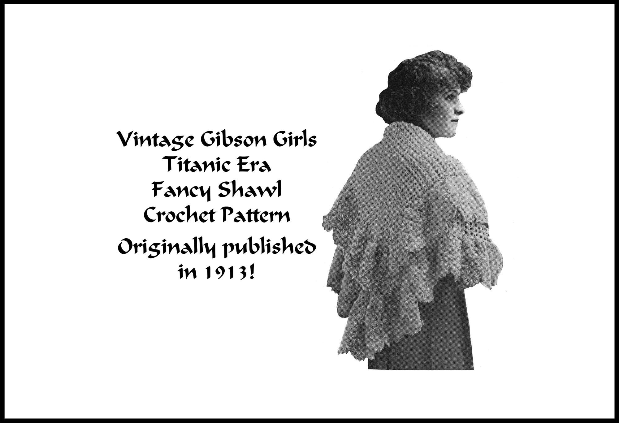Vintage Lacy Shawl Crochet Pattern Pdf DOWNLOAD 1913 DOWNTON - Etsy