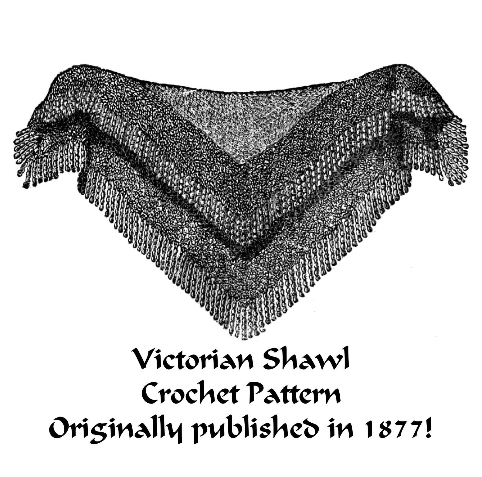 Victorian Shawl Crochet Pattern 1877 Fringed Femme Fatale - Etsy