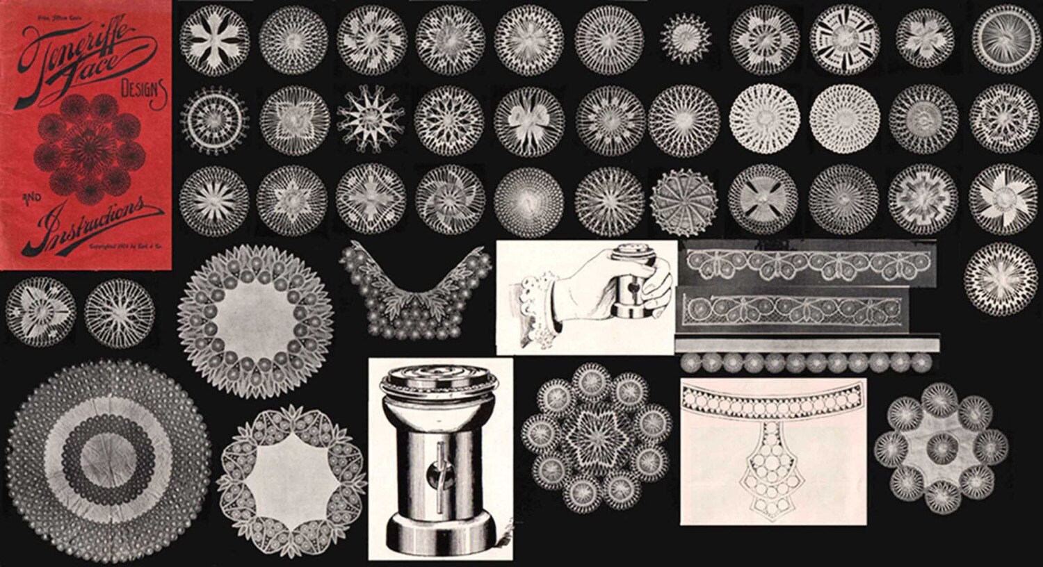 Victorian Edwardian Teneriffe Sol Lace Designs Patterns Instructions ...