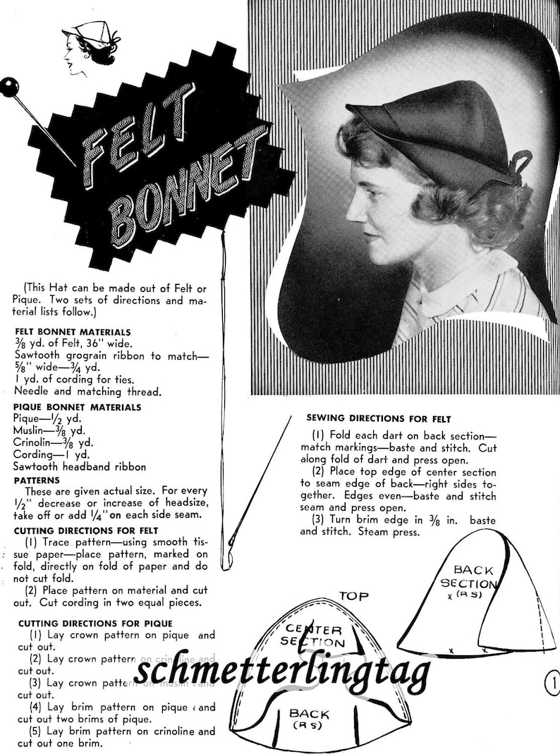 1952 Retro Hat Making Book: 30 Patterns, 500+ Illustrations, Millinery ...