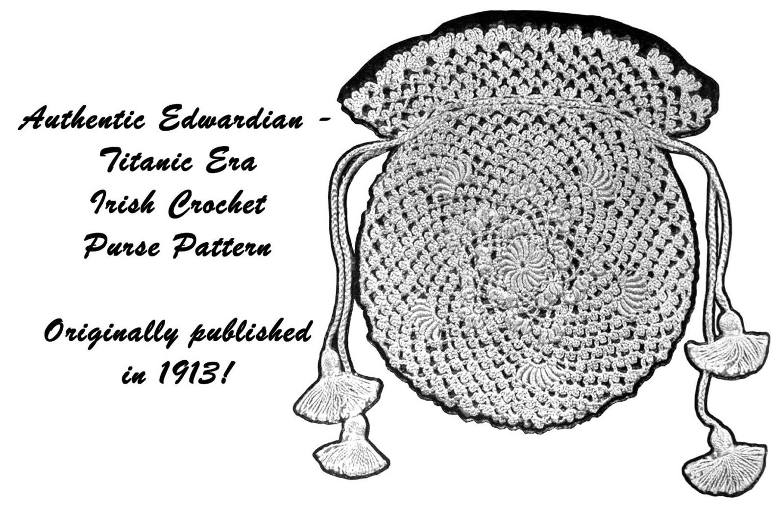 1913 Victorian Edwardian Irish Crochet Roll Stitch Purse | Etsy