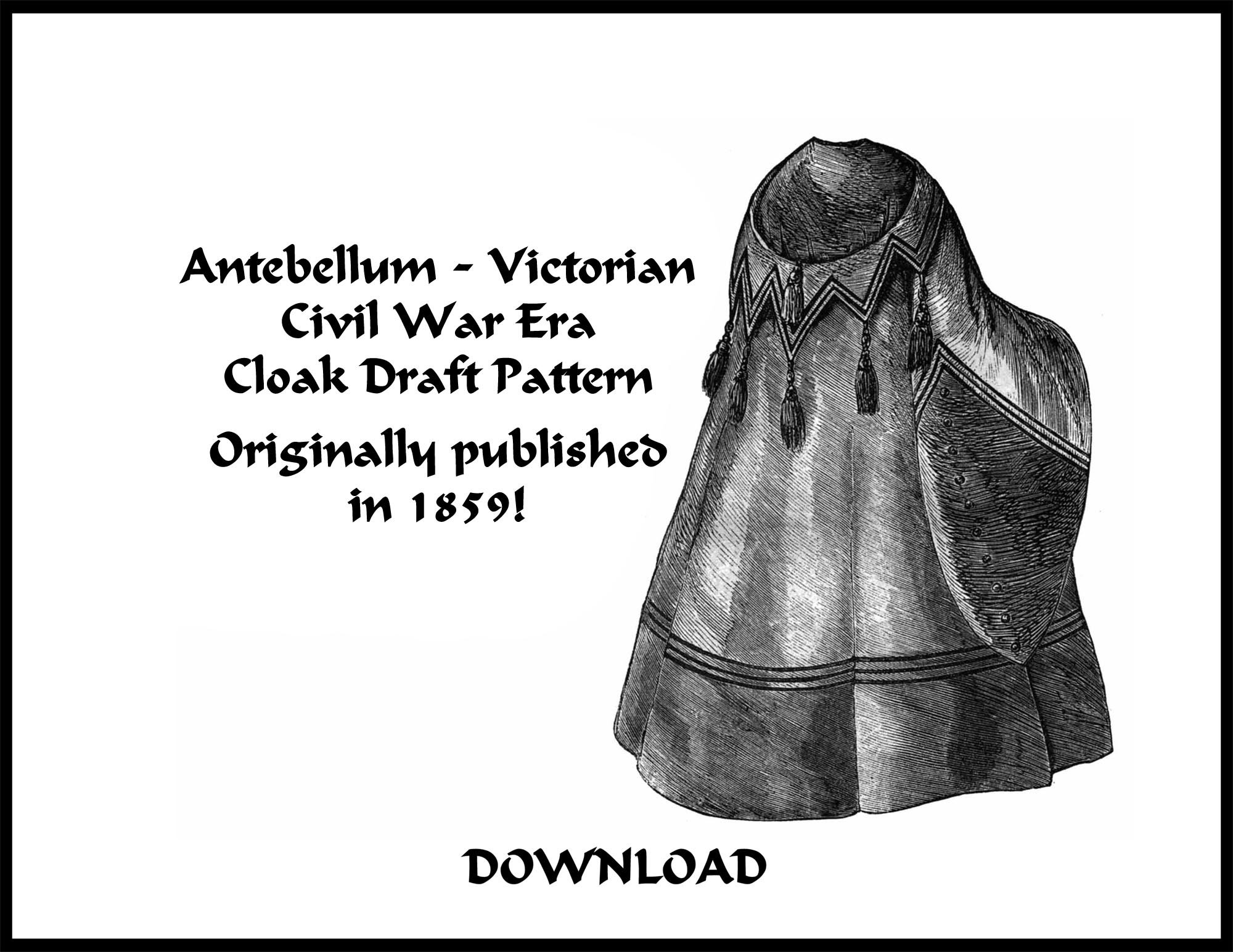 Antebellum Cloak Draft Pattern PDF DOWNLOAD Victorian - Etsy