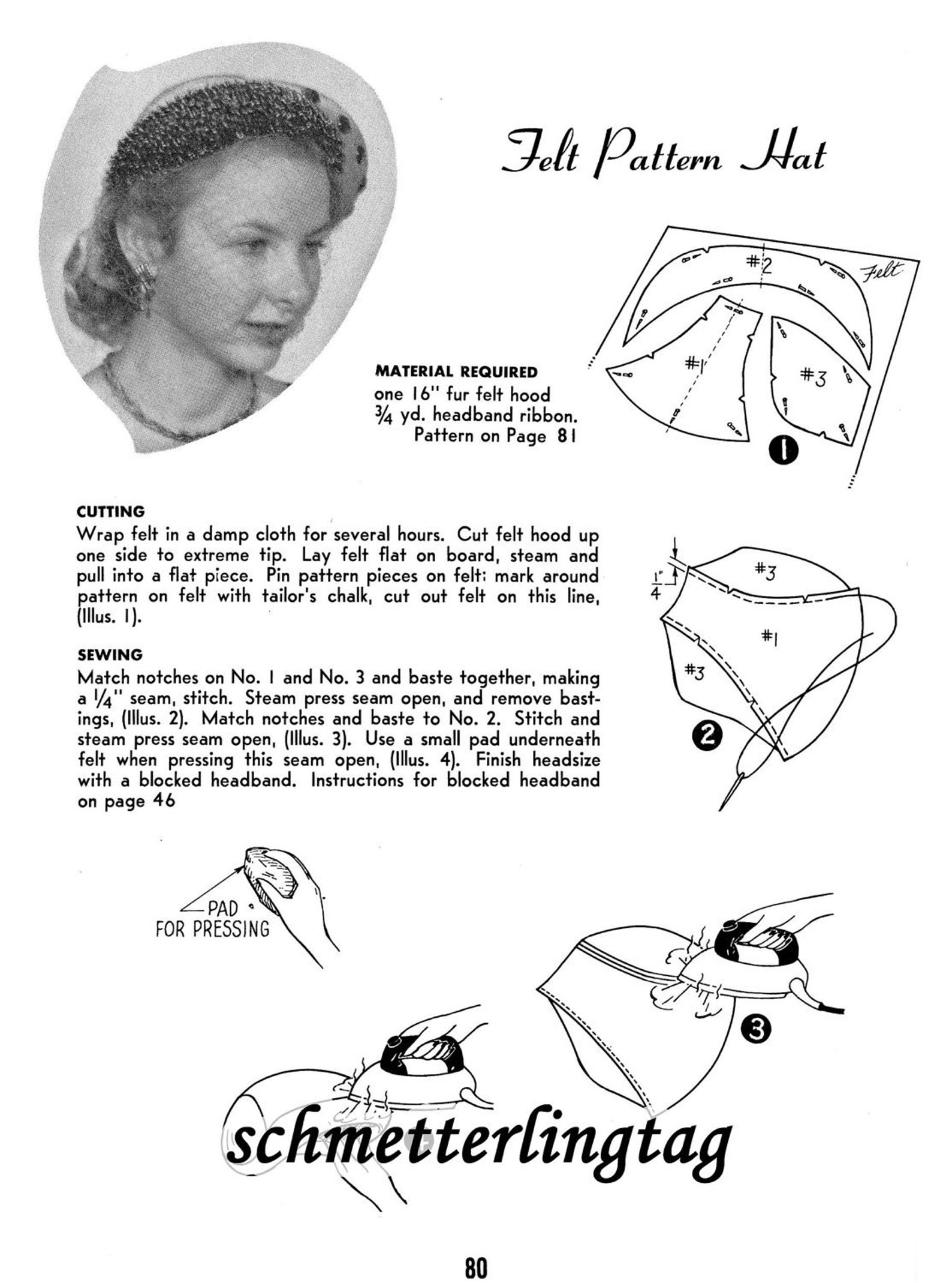 1952 Retro Hat Making Book: 30 Patterns, 500+ Illustrations, Millinery ...