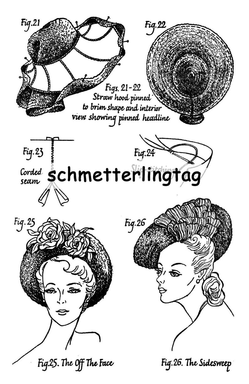 Your Millinery Book Make WWII 40s Hat Fashions Illustrated DIY Milliner ...