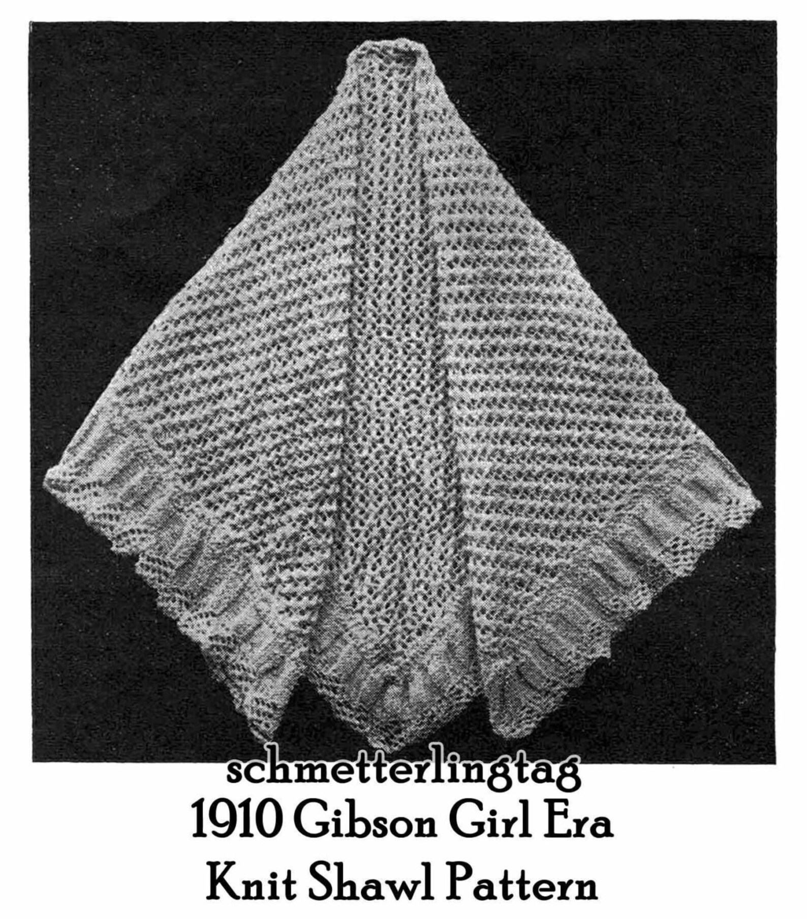 1910 Vintage Square Shawl Knitting Pattern Lacy Feminine Knit Gibson ...