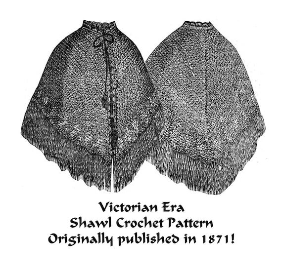 Victorian Shawl Tricot Crochet Pattern 1871 Fringe Feminine | Etsy