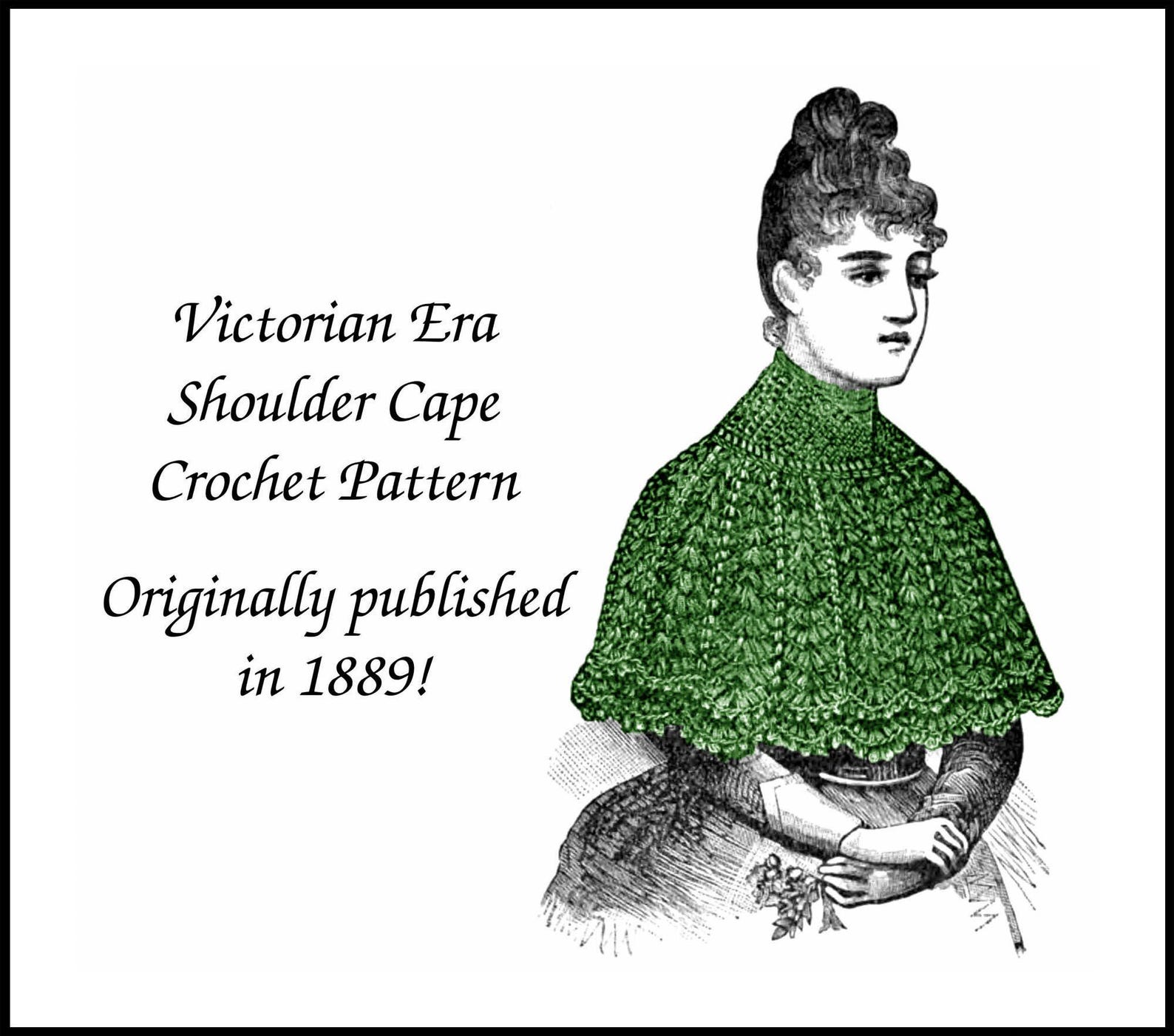 1889 Victorian Shoulder Cape Crochet Pattern DIY Historical Village ...
