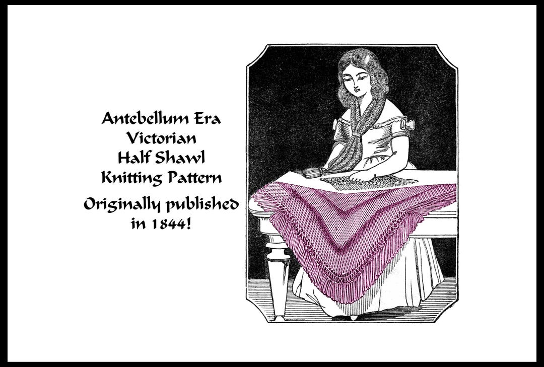 Antebellum Elegant Half Shawl Knit Pattern PDF DOWNLOAD 1844 Victorian ...
