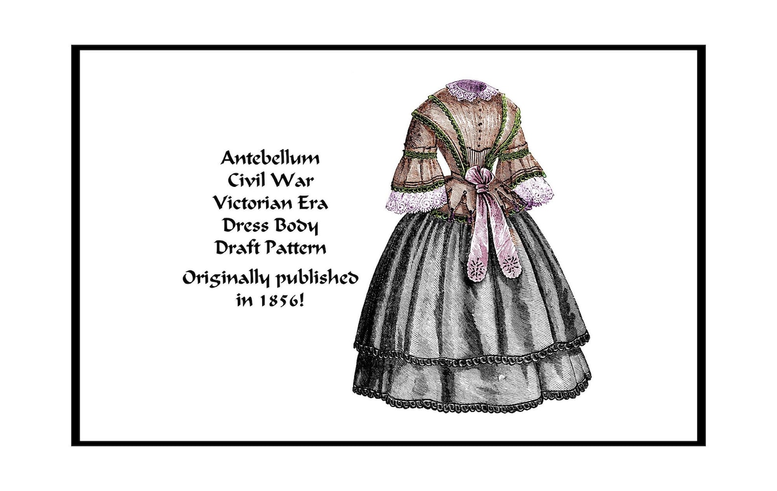 Antebellum Dress Body Draft Pattern PDF DOWNLOAD 1856 Elegant Victorian ...