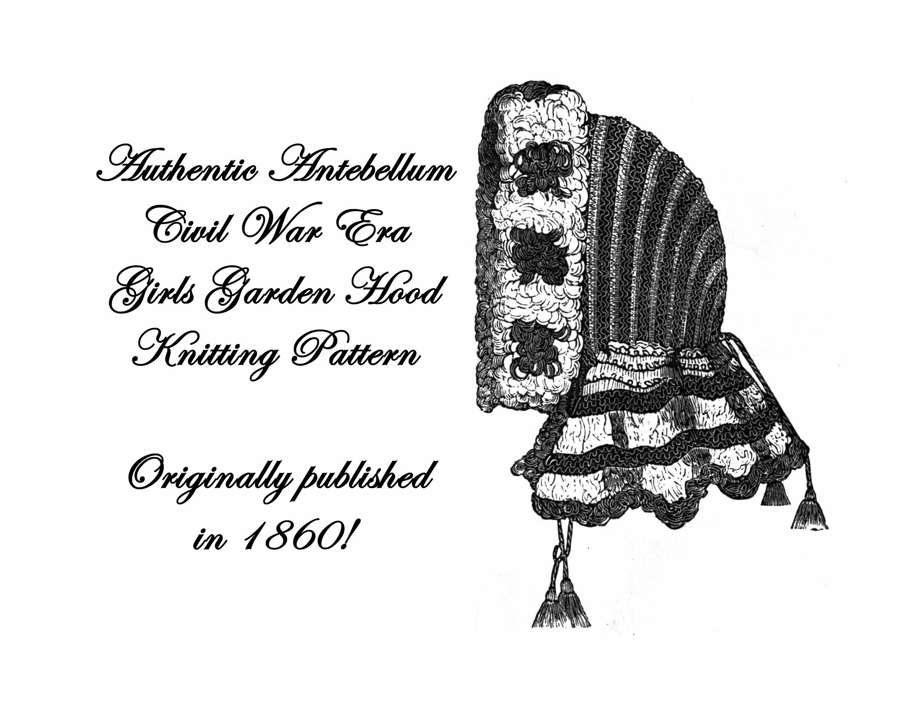 Antebellum Bonnet Knit Pattern 1860 PDF DOWNLOAD Civil War - Etsy