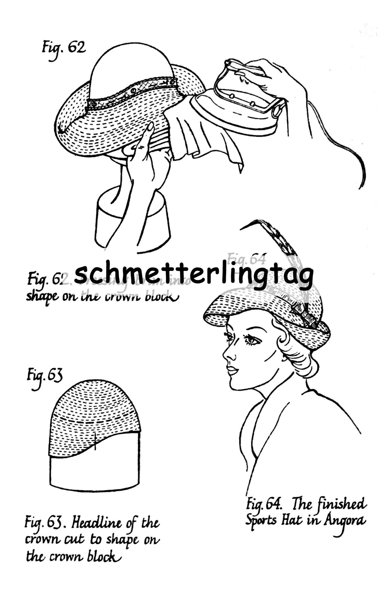 Your Millinery Book Make WWII 40s Hat Fashions Illustrated DIY Milliner ...