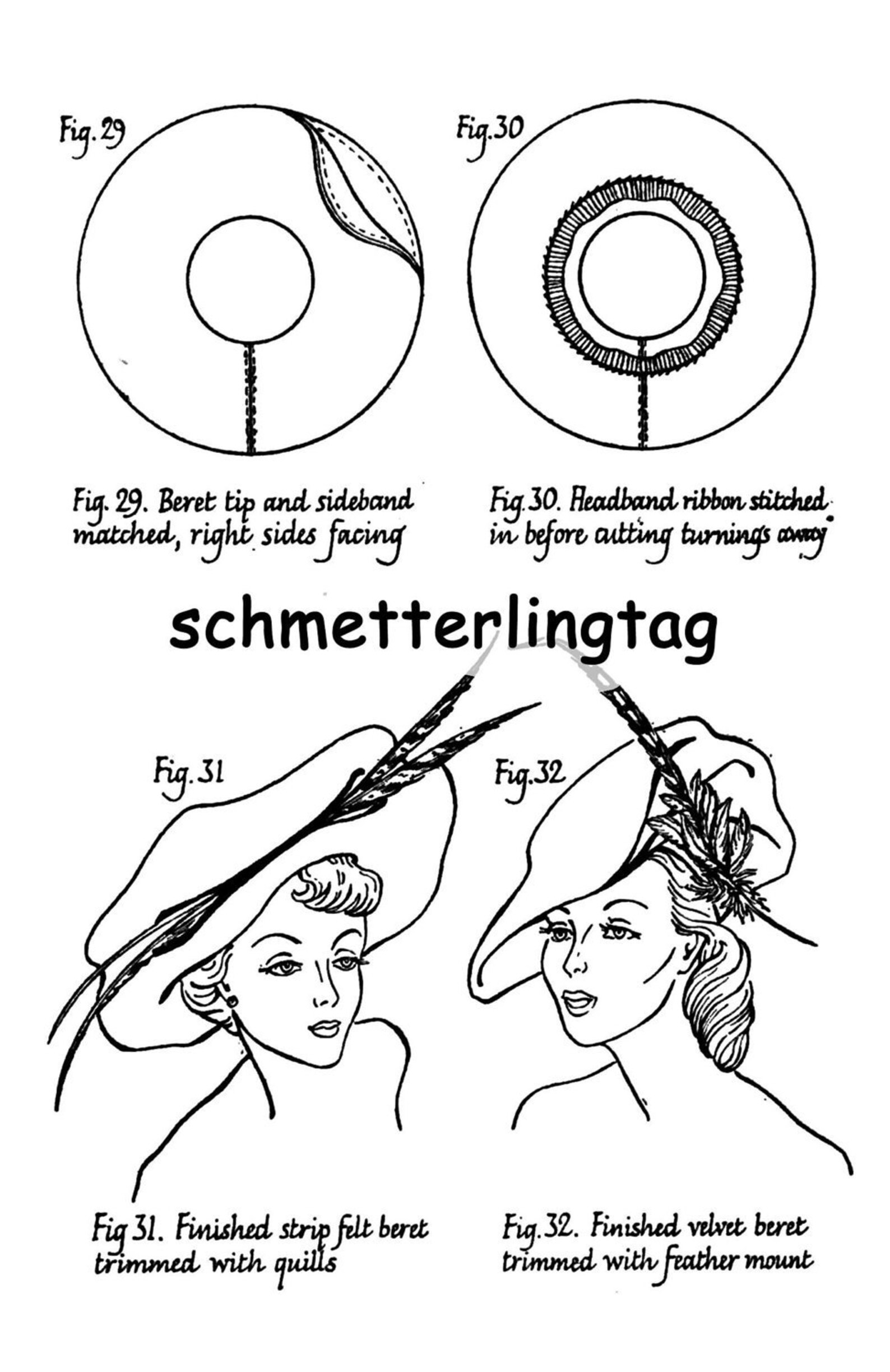 Your Millinery Book Make WWII 40s Hat Fashions Illustrated DIY Milliner ...