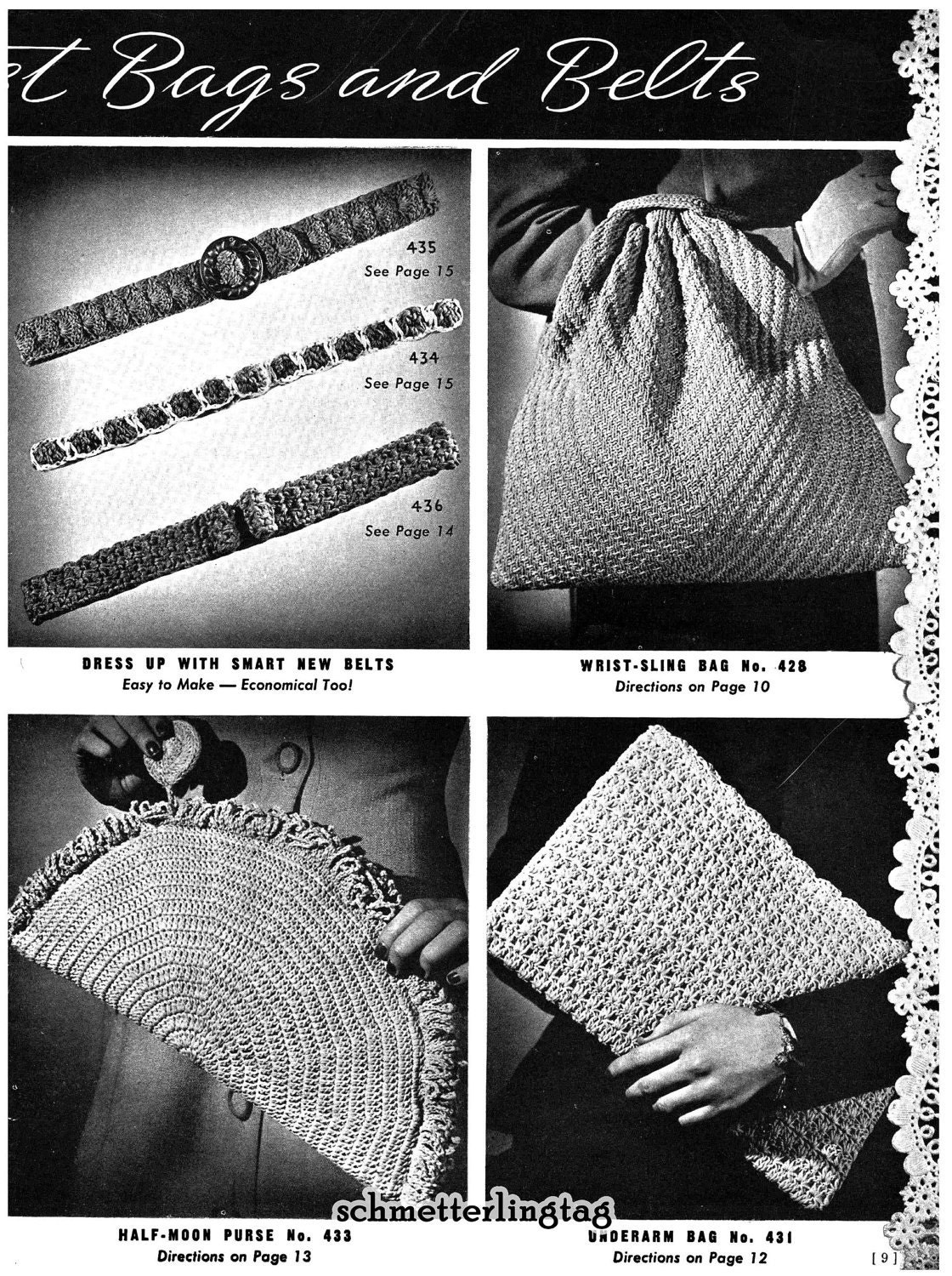 1944 WWII Swing Era Millinery Purse Patterns Crochet Novelty - Etsy
