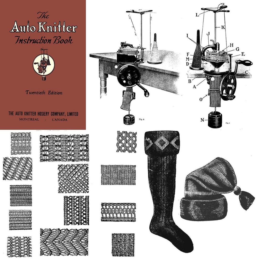 1923 Roaring 20s Flapper Auto Knitter Machine Knitting Knit Book Socks ...