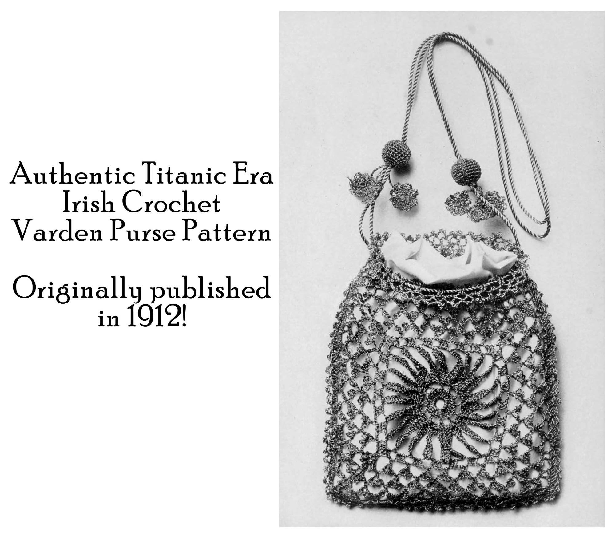 Irish Crochet Purse Pattern DOWNLOAD 1915 Gibson Girl Titanic - Etsy