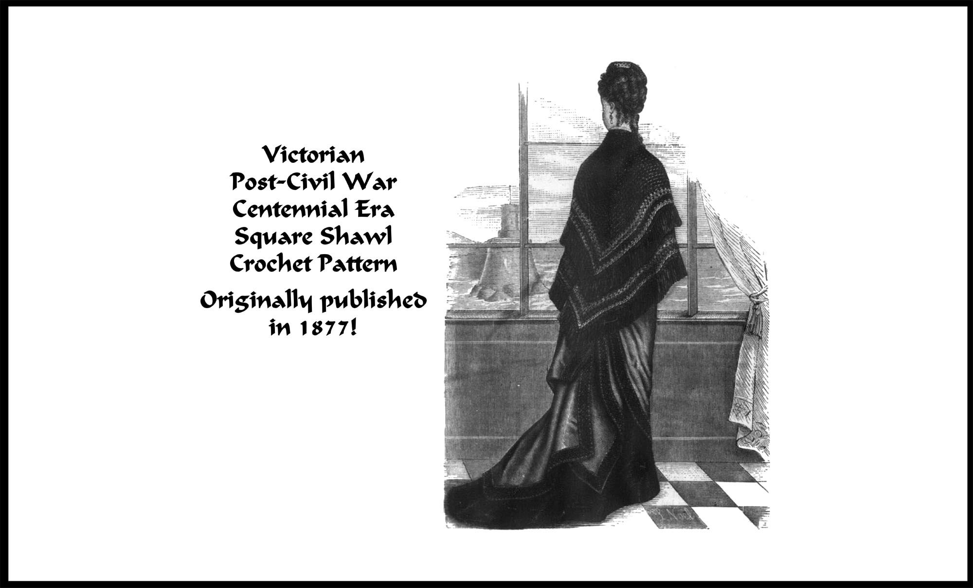 Victorian Shawl Crochet Pattern 1877 Fringed Femme Fatale - Etsy