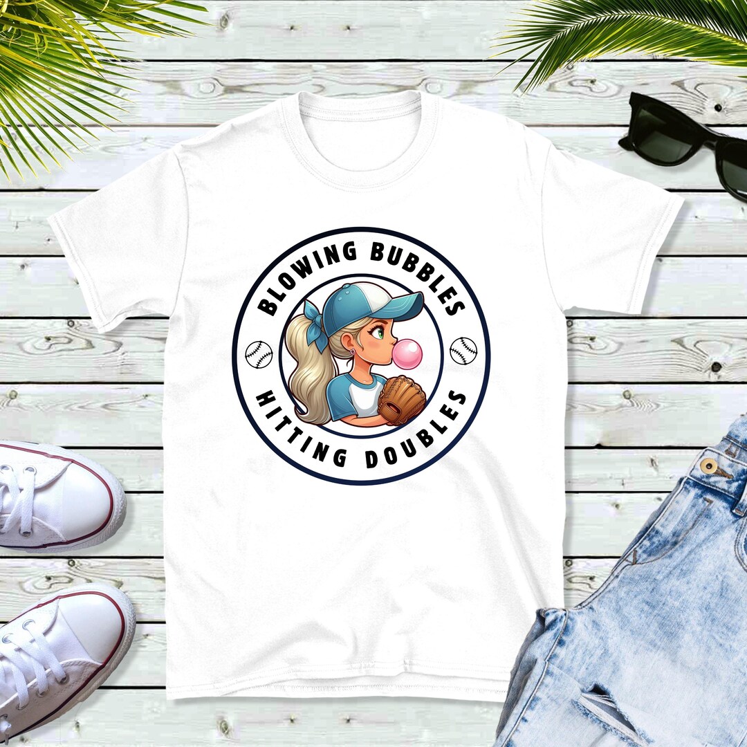 Softball Blowing Bubbles Hitting Doubles Design, Custom Team Logo ...