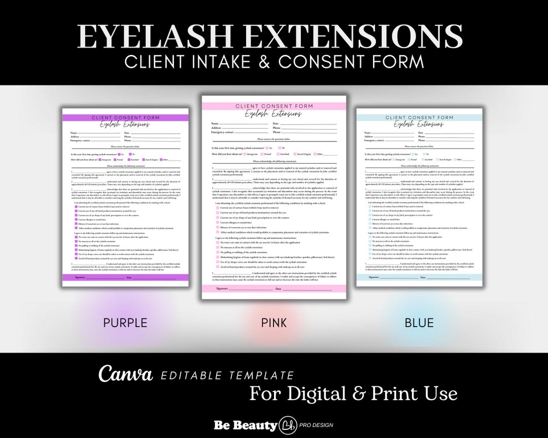 Editable Eyelash Extension Client Intake Form, Intake Form, Esthetician ...