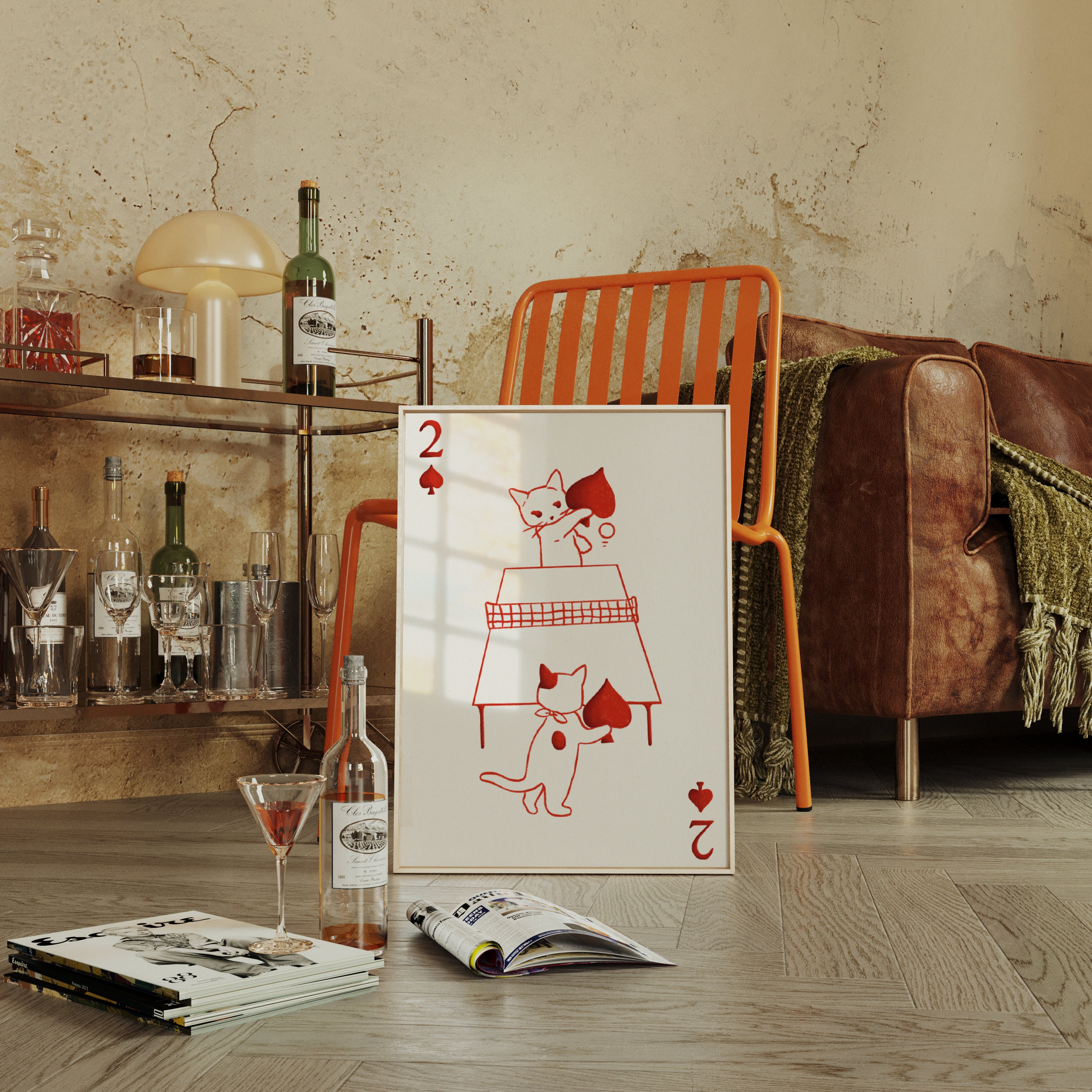 Cats Playing Card Pinterest Inspired Cute Retro Wall Art Poster ...