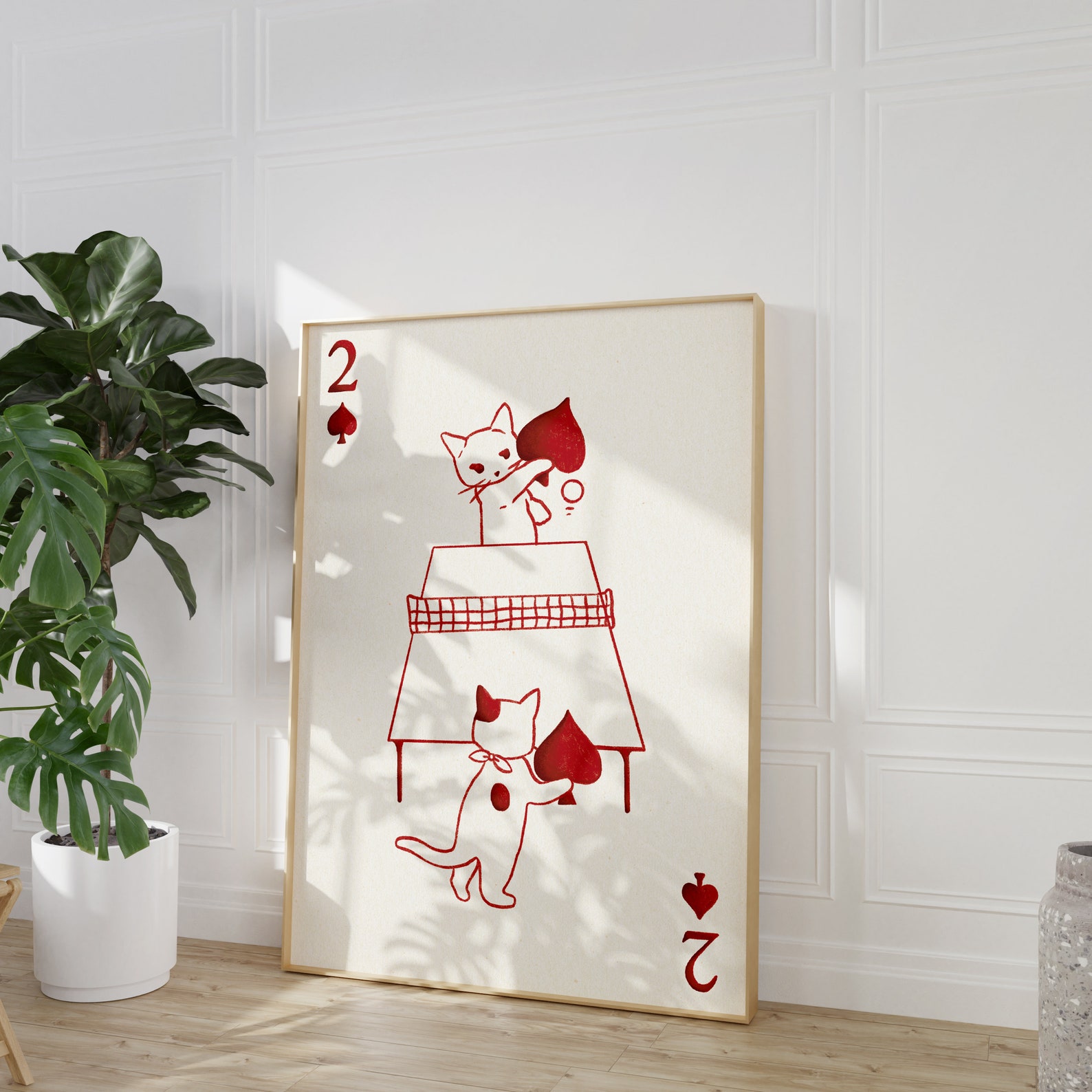 Cats Playing Ping Pong Tennis Card Retro Wall Art Print Living Bedroom ...