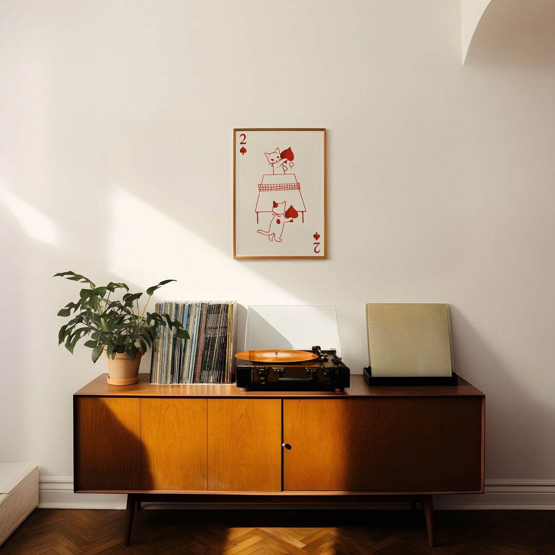 Cats Playing Ping Pong Tennis Card Retro Wall Art Print Living Bedroom ...