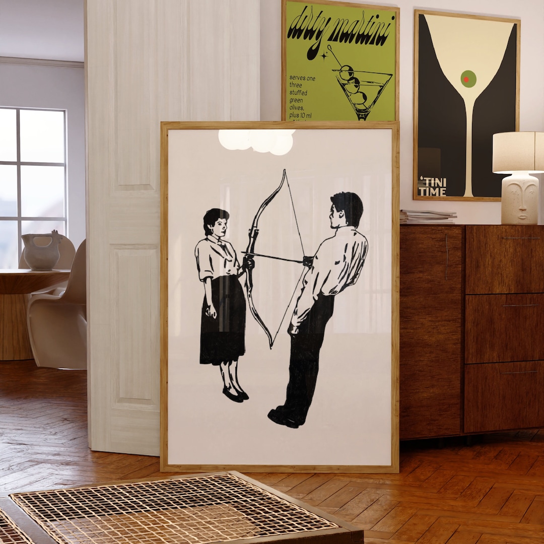 Hand Drawn Art Print Home Decor Poster Bow and Arrow Vintage Wall ...