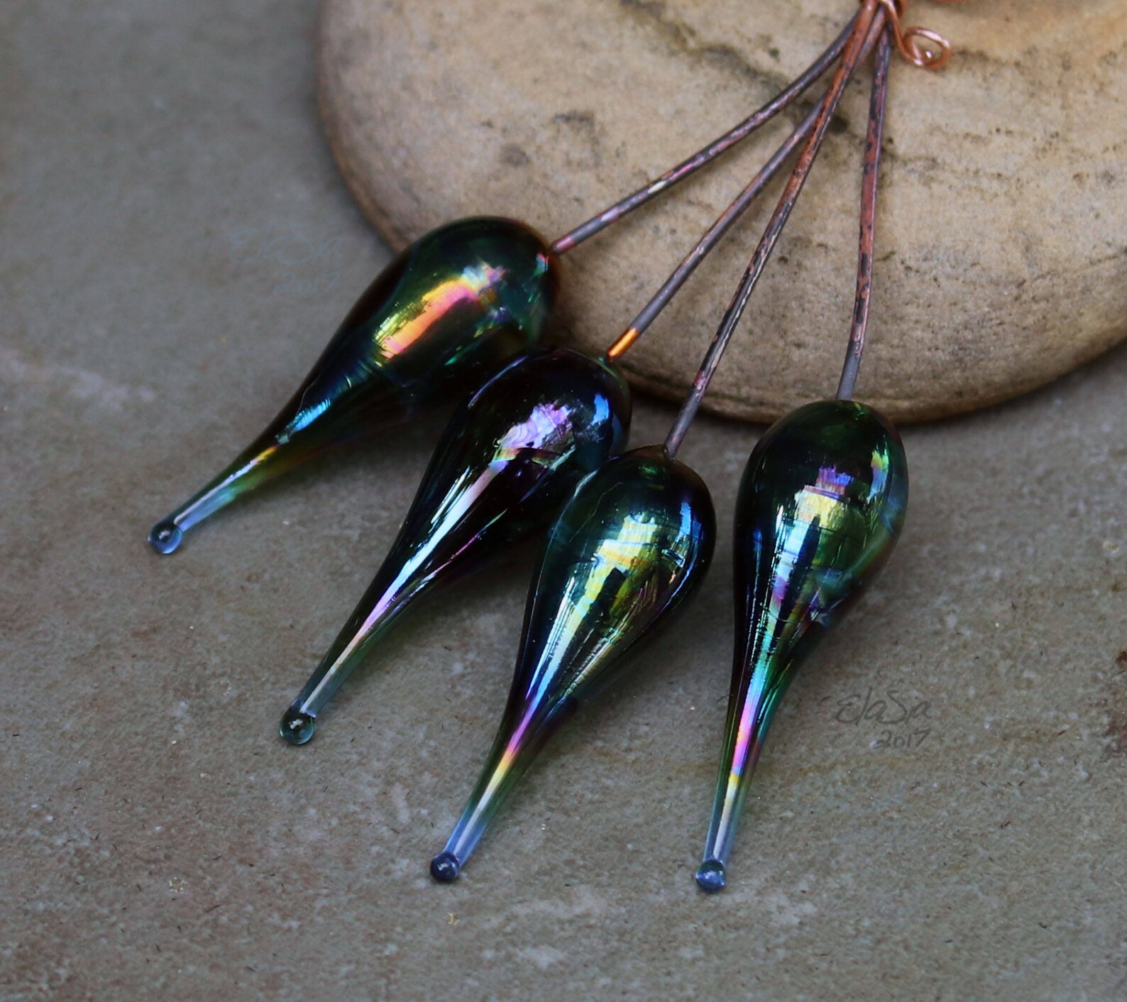 Peacock Handmade Lampwork Glass Head Pins SRA Elasia MTO - Etsy