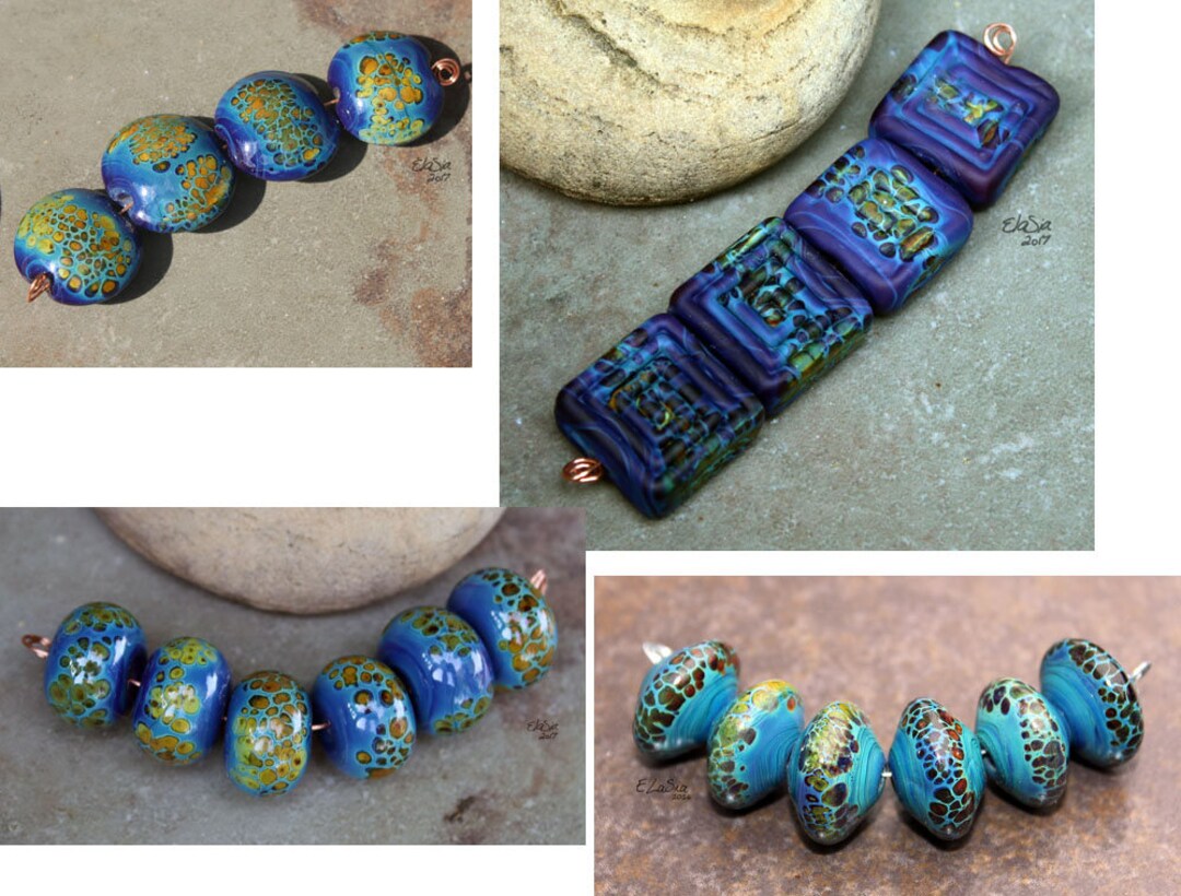 Carib Handmade Lampwork Glass Bicone Beads SRA Elasia MTO Choose Shape ...