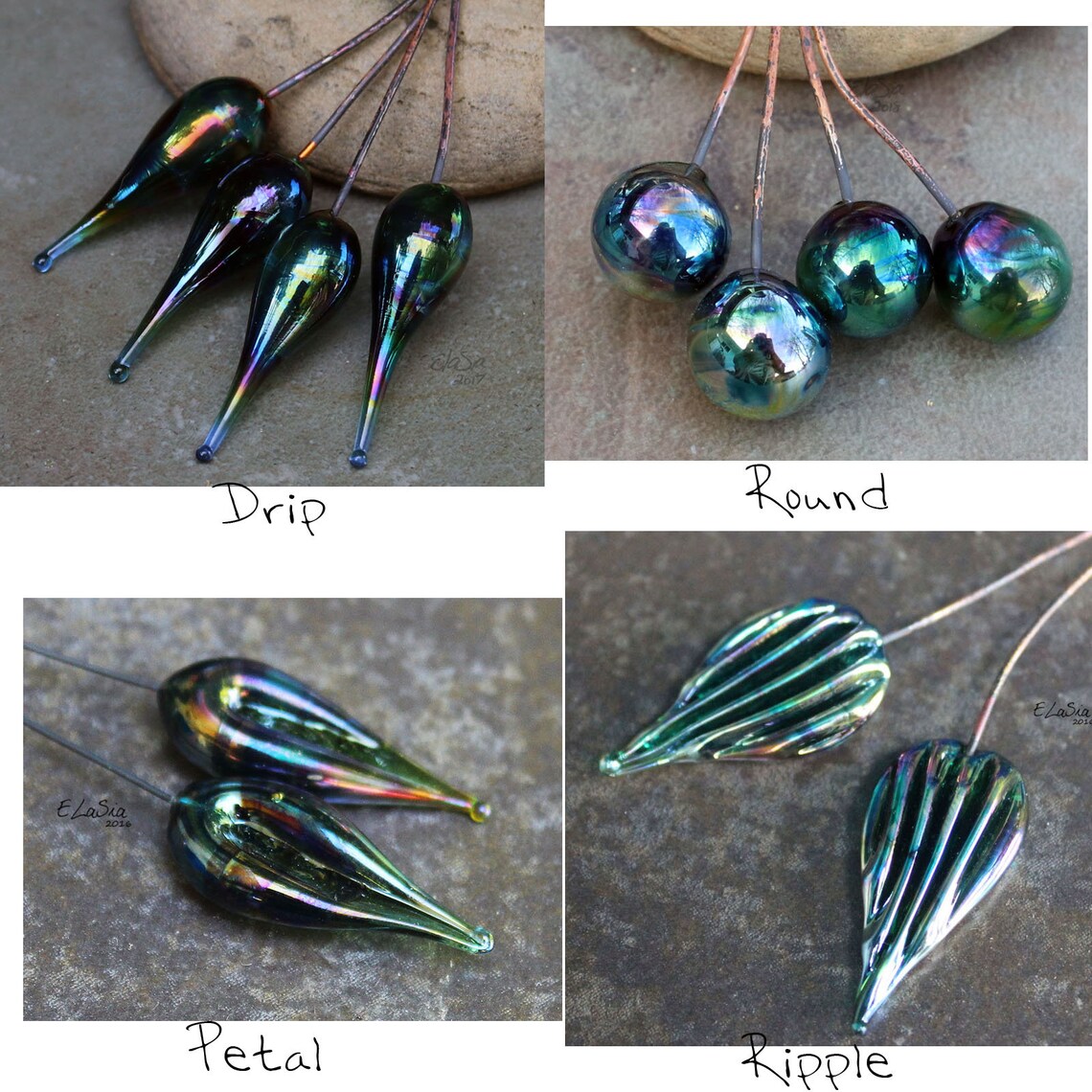 Peacock Handmade Lampwork Glass Head Pins SRA Elasia MTO - Etsy