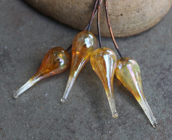 Golden Lampwork Glass Head Pins SRA Elasia MTO Made to Order - Etsy