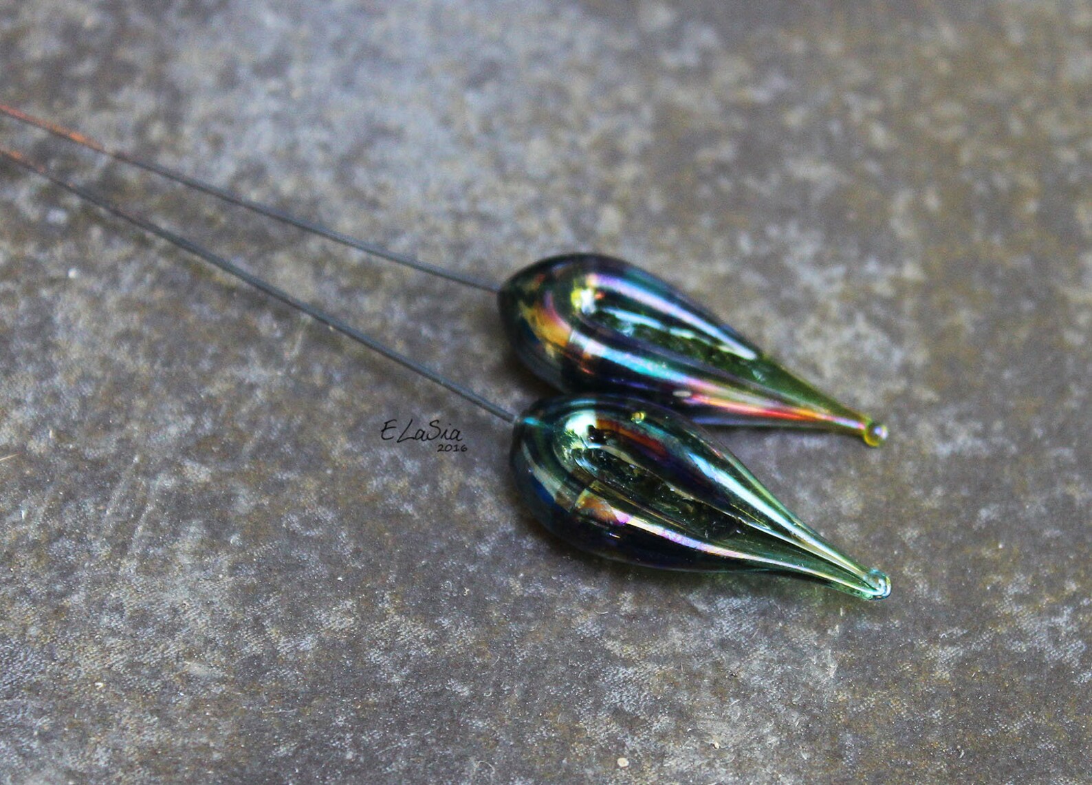 Peacock Handmade Lampwork Glass Head Pins SRA Elasia MTO - Etsy