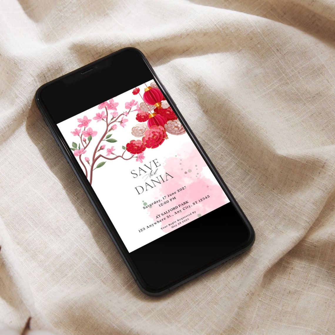 Chinese Wedding Invitation Template, Chinese Invitation Card, Floral ...